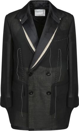 sacai Femme, Vestes, Noir, Taille: 40 FR Blazer tailleur