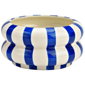 Matches 21 Dekoschale bunt gestreift, blau wei&szlig; in &Oslash; 15 x 8 cm - Moderne Keramik Sch&uuml;ssel als Wohnzimmerdeko