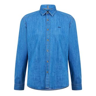 HUGO BOSS Liam Hemd f&uuml;r Herren, Punkt Kragen, Denim (Marine)