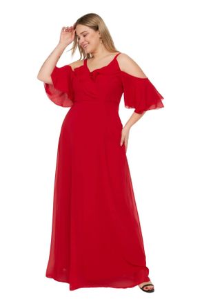 Trendyol Trendyol Damen Kleid, Midi, A-Linie, lockere Passform, gewebt, &Uuml;bergr&ouml;&szlig;e, rot, 46