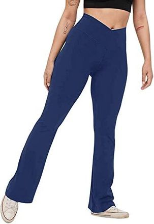 Generic Pantalon de yoga pour femme - Jambes larges - Pantalon de jogging &eacute;l&eacute;gant - Pantalon l&eacute;ger pour femme - Pantalon de relaxation pour femme avec &eacute;lastiq