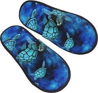 Generic Pantoufles En Peluche Impression Bleue Tortue De Mer Chaussures Maison Confort Chaussons Pour Homme Chambre Femme M