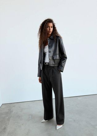 Mango Pantalon droit pinces gris - Femme - 32 - MANGO