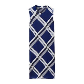 Burberry Blaues Seidenkleid mit Karomuster - - Dresses - Damen - Mehrfarbig - S