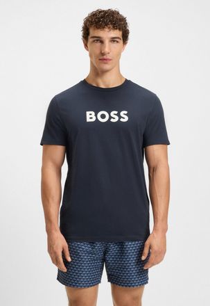 HUGO BOSS Strandshirt BOSS T-Shirt RN, Herren, Gr. XXL, blau (navy 413), Jersey, Obermaterial: 100% Baumwolle, bedruckt, unifarben, regular fit h&uuml;ftbedeckend, R