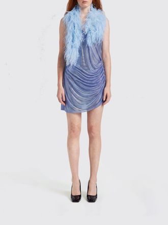 Giuseppe Di Morabito Drapiertes Midi-Abendkleid mit Federn und Strass