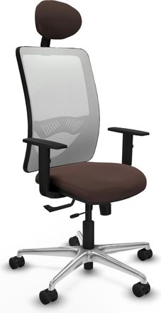 Piqueras y Crespo B&uuml;rostuhl Zulema mit 1D-Armlehnen und festem Kopfteil, ausgestattet mit Syncro/Traslack und Schneideschaum, mit Rollen von 65 mm, Nylon, Wei&szlig;/Dunkelbr