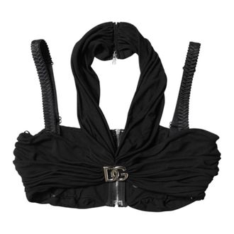 Dolce & Gabbana Femme, Tops, Noir, Taille: 36 FR Bustier Cropped Top