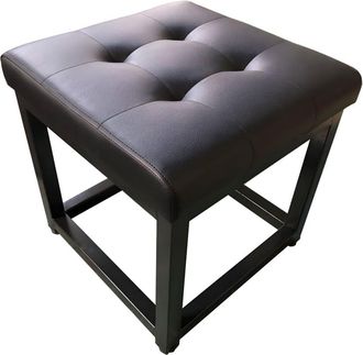 Generic Ottomanenbank Aus Kunstleder Mit Metallbeinen - Rückenlehnenlose, Gepolsterte Eingangs- Und Loungebank, Schwarz(16 L x 16 W x 16 H)