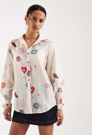 Never Fully Dressed Marley - Hemd in Cremewei&szlig; mit Anh&auml;ngerprint