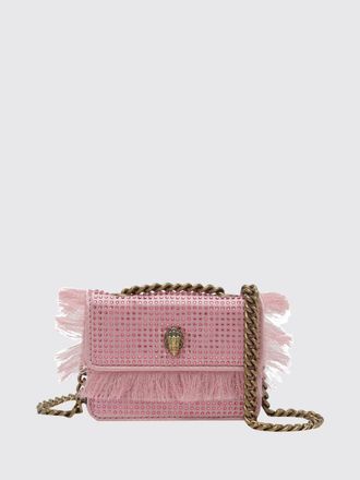 Kurt Geiger Kensington Mini-Tasche aus rosa Satin mit Fransen und Kristallen