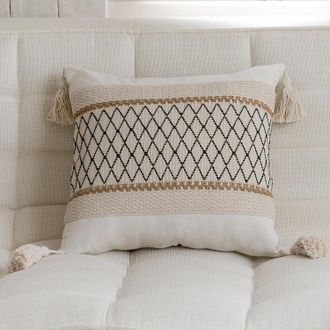 Generic Boho Kissenbezug 40x40 Baumwolle 2er Set Mit Fransen, Handgewebt, Weihnachts- Und Neujahrs Dekokissen F&uuml;r Sofa Wohnzimmer Kissenbezug 50x50, Festliche