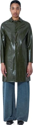Maison Margiela Femme, Manteaux, Vert, Taille: 36 FR Manteau Boutonn&eacute; en Similicuir