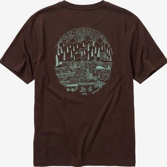 Knowledge Cotton Apparel Herren vegan T-Shirt Back Print Chocolate Torte Braun