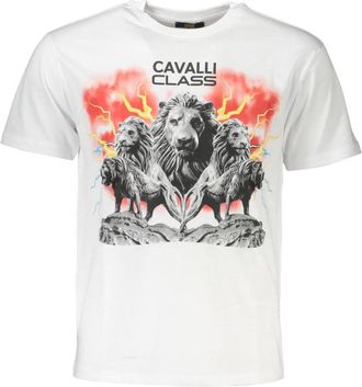 Cavalli Homme, Tops, Blanc, Taille: XL T-shirt &agrave; manches courtes