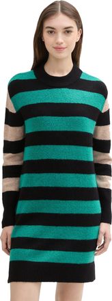 Tom Tailor Damen Mini Strickkleid, 35937 - Green Black Stripe, XL