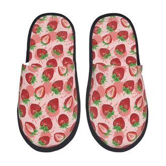 Generic Chaussures De Maison Fraise Mignonne Chauds Shoes Int&eacute;rieur Et Ext&eacute;rieur Fuzzy Pantoufles F&ecirc;te Pantoufles Pour H&ocirc;tels Hiver M
