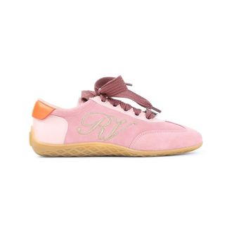 Roger Vivier Low-Top Sneaker - Suede Sneakers With Contrasting Accents And Embroi - Gr. 37,5 (EU) - in Rosa - f&uuml;r Damen