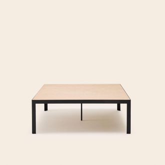 Madura Table Basse Orelia Beige poudr&eacute; et m&eacute;tal noir - BEIGE