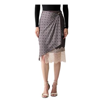 Liu Jo Jupe midi avec d&eacute;tails en dentelle - Femme - Jupes - Multicolore - Taille: 36 FR
