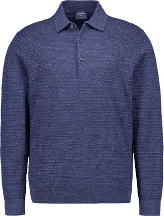Olymp Herren Pullover blau Baumwolle unifarben