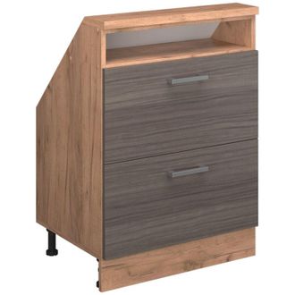 Vicco Dachschr&auml;genschrank Rion, Edelgrau/Goldkraft Eiche, mit 2 Schubladen, Vicco