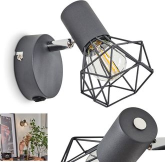 HOFSTEIN Wandleuchte Gullspang, verstellbare Wandlampe aus Metall in Anthrazit, 1-flammig, 1 x E14-Fassung, moderner Wandspot mit Gitter u. An-/Ausschalter am 