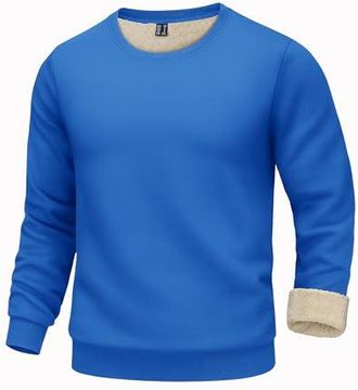 KEFITEVD Hommes D&eacute;contract&eacute; Hiver Sweat Col Rond Manches Longues Sweat-Shirt Laine sans Capuchon Sweat-Shirt,Couleur Bleu,XL