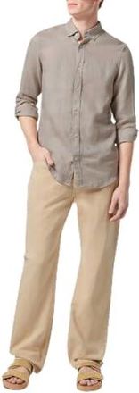 Scotch & Soda Mens Seasonal Core-Regular fit Linen Shirt, Highway Grey, M