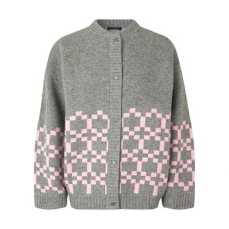 Stine Goya Femme, Pulls, Gris, Taille: 36 FR Cardigan Tricoté Confortable avec Rembourrage