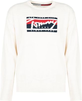 Tommy Hilfiger Pull col rond en maille torsad&eacute;e - Homme - Pulls - Blanc - Taille: S