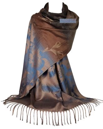 GFM Schal im Pashmina-Stil S1-2026-braun blau - (Pash-2026-GHKEKNL)