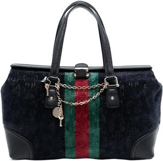 Gucci Crossbody Bags - Horsebit Velvet Web Treasure Boston Bag - Gr. unisize - in Schwarz - f&uuml;r Damen