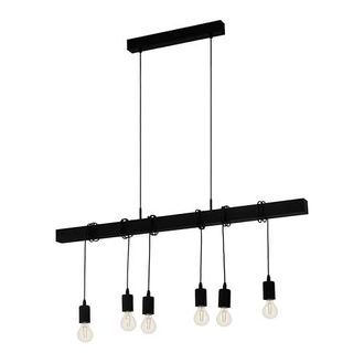 Eglo Suspension luminaire Townshend bois vintage, plafonnier suspendu pour salle &agrave; manger, 6 lampes, lustre chambre design vintage industriel, lustre chamb