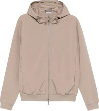 Herno Homme, Sweatshirts et sweats &agrave; capuche, Beige, Taille: L Veste &agrave; Capuche Stretch en M&eacute;lange de Coton