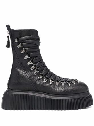 AGL bottes Dromo &agrave; lacets - Noir