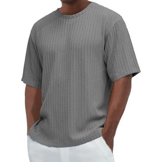 Generic T-shirt &agrave; manches courtes pour homme, t-shirt basique &agrave; col rond, haut d&eacute;t&eacute;, coupe droite, t-shirt de sport, loisirs streetwear, couleur unie, t-shirt