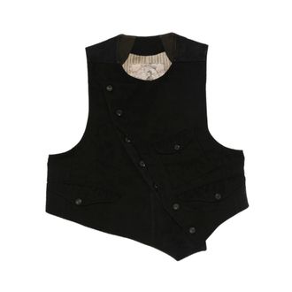 Ziggy Chen Homme, Vestes, Noir, Taille: S Gilet &agrave; Ourlet Asym&eacute;trique