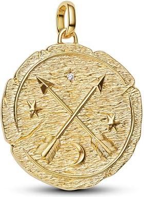 Pandora ME 764084C01 Grande breloque médaillon en argent sterling plaqué or 14 carats, zircone, compatible Me & Moments