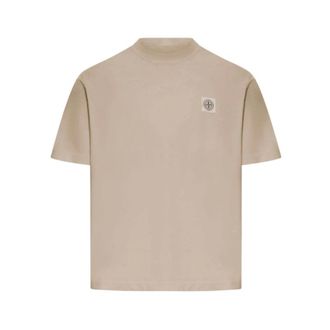 Stone Island Homme, Tops, Beige, Taille: XL Patch Logo Crew Neck T-Shirt
