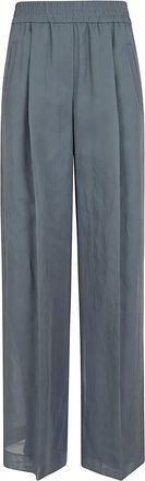 Brunello Cucinelli Femme, Pantalons, Bleu, Taille: 40 FR Loose Track Trouser
