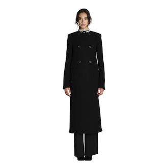 N&deg;21 Langer Zweireihiger Mantel Ohne Kragen - - Coats - Damen - Schwarzk - XL