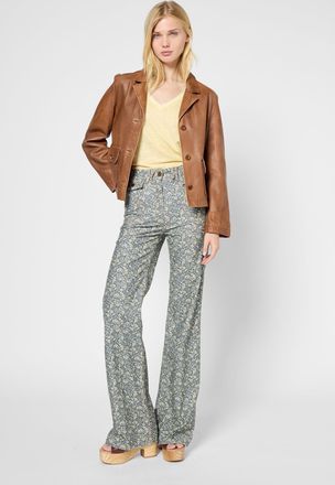 Gerard Darel T-shirt en lin et col V argenté - GILBERTE - Jaune