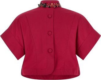 Fendi Embroidered Collar Shirt - Red