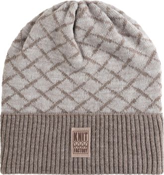 Knit Factory Dusk M&uuml;tze - Strickm&uuml;tze f&uuml;r Damen und Herren - Beanie - Herbst & Winter Essentials - Winterm&uuml;tze mit Karomuster - M&uuml;tze mit Wolle - Hochwertige Quali