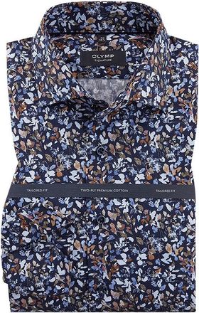 Olymp Herren Hemd blau geblümt