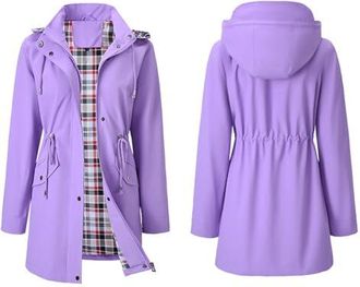 Generic Vestes de pluie pour femmes, veste de pluie l&eacute;g&egrave;re coupe-vent &agrave; rayures pour escalade en plein air, trench-coat &agrave; capuche 2026, violet, XXL