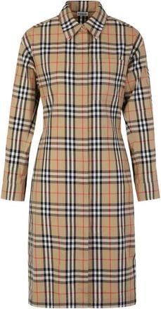 Burberry Femme, Robes, Beige, Taille: 36 FR Check Cotton Shirt Dress