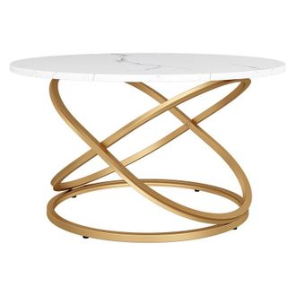 Vicco Table basse Calgary, Blanc/Or, 79.5 x 62 cm avec grande surface de travail