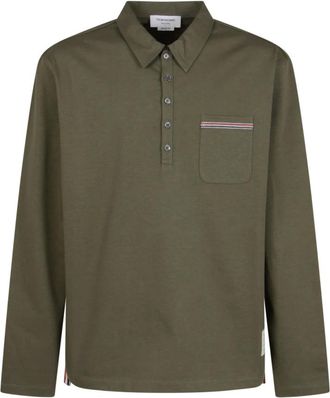 Thom Browne Homme, Tops, Vert, Taille: S Polo Oversize &agrave; Manches Longues